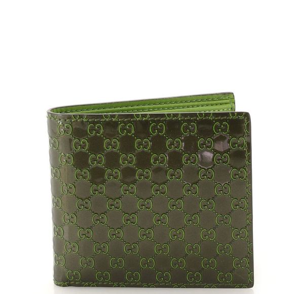 Gucci | Bags | Gucci Bifold Wallet Microguccissima Patent Compact Green ...